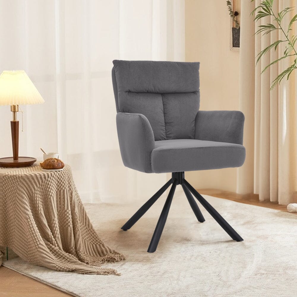 Modern Swivel Chair with Upholstered and Black Legs - BuyArmChairs.com
